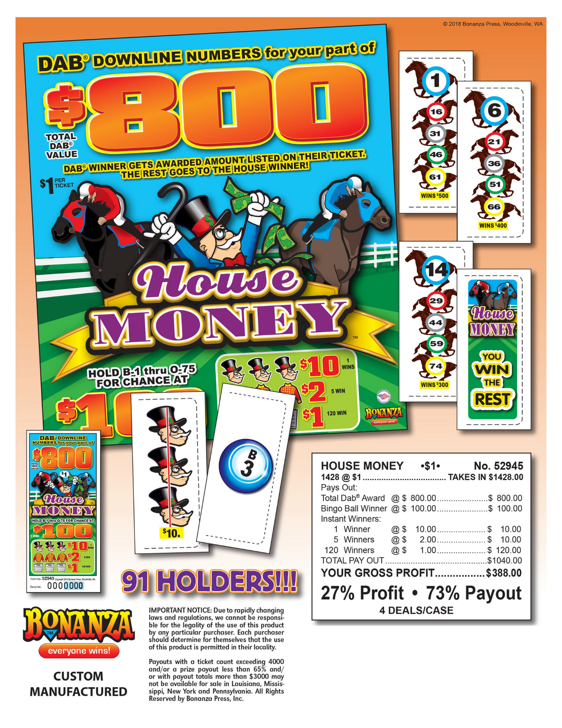 House Money 1428ct Daub Game Pull Tabs – YoungCoLLC