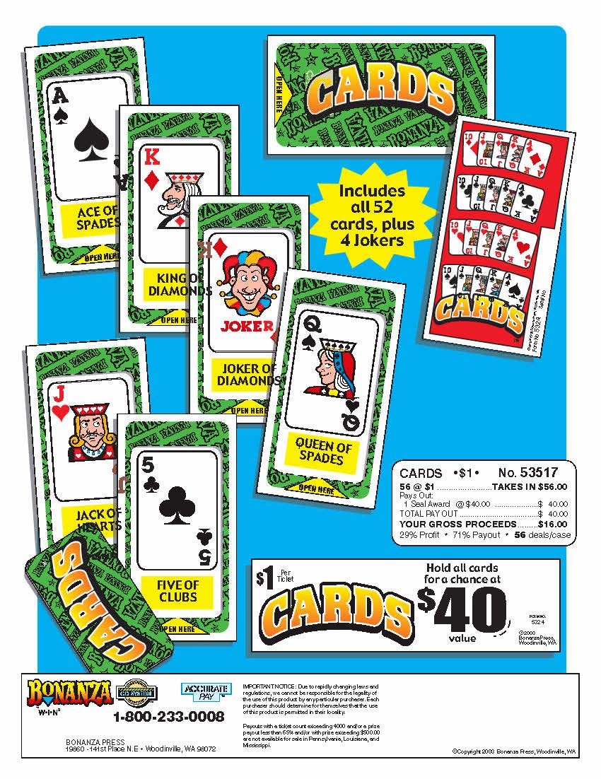 Queen of Heart Cards 56ct Seal Game Pull Tabs – YoungCoLLC