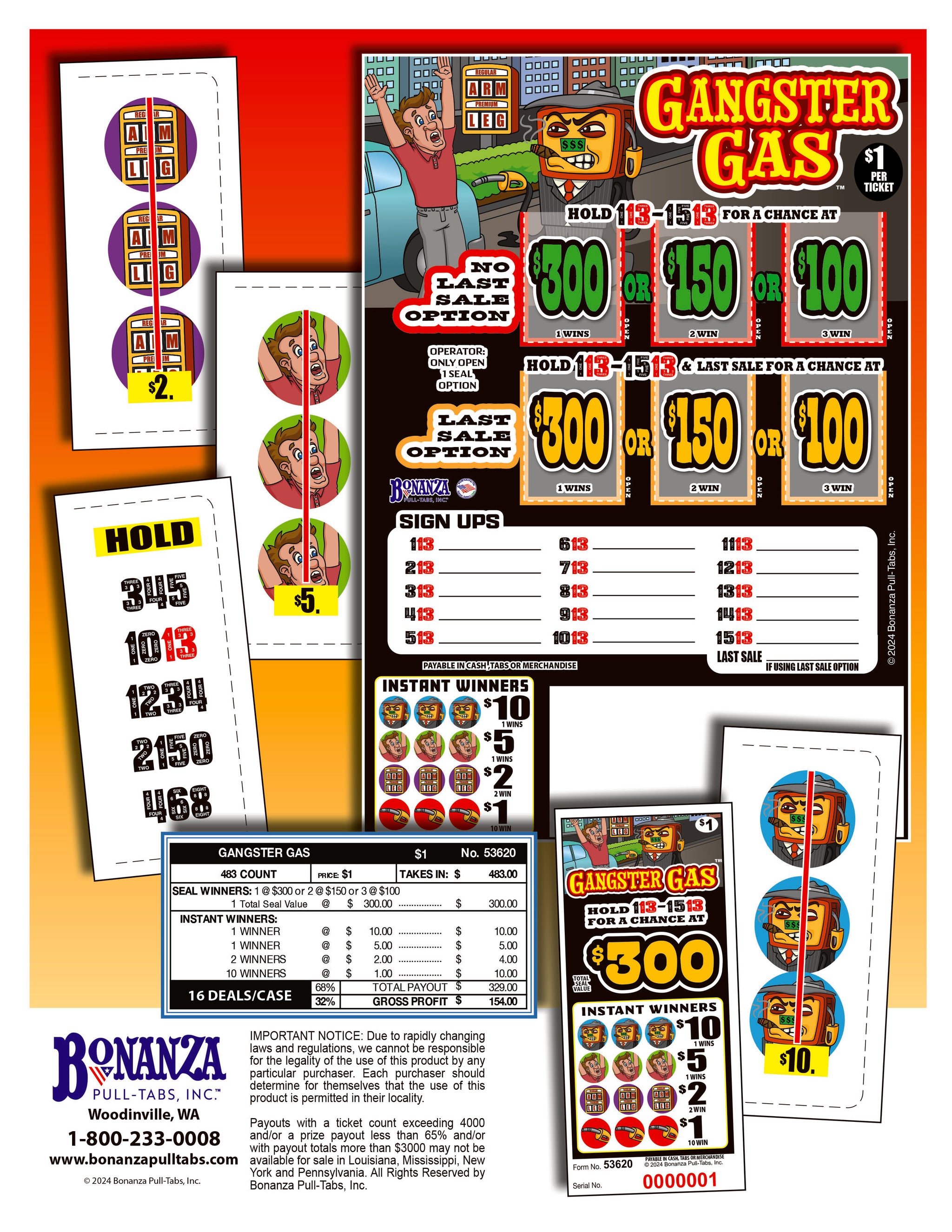 Gangster Gas 483ct Seal Game Pull Tabs – YoungCoLLC