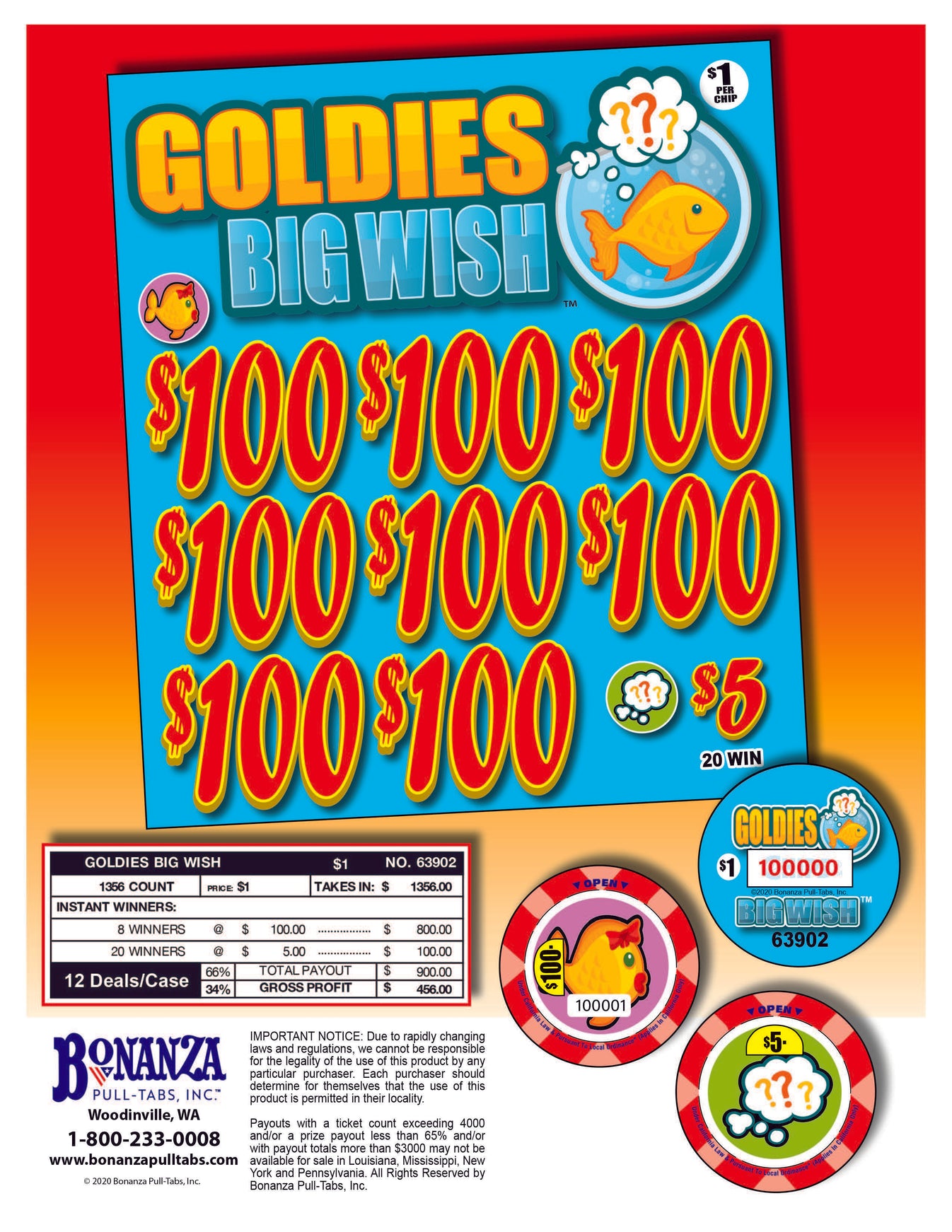 Goldies Big Wish 1356ct Chip Pull Tabs – YoungCoLLC