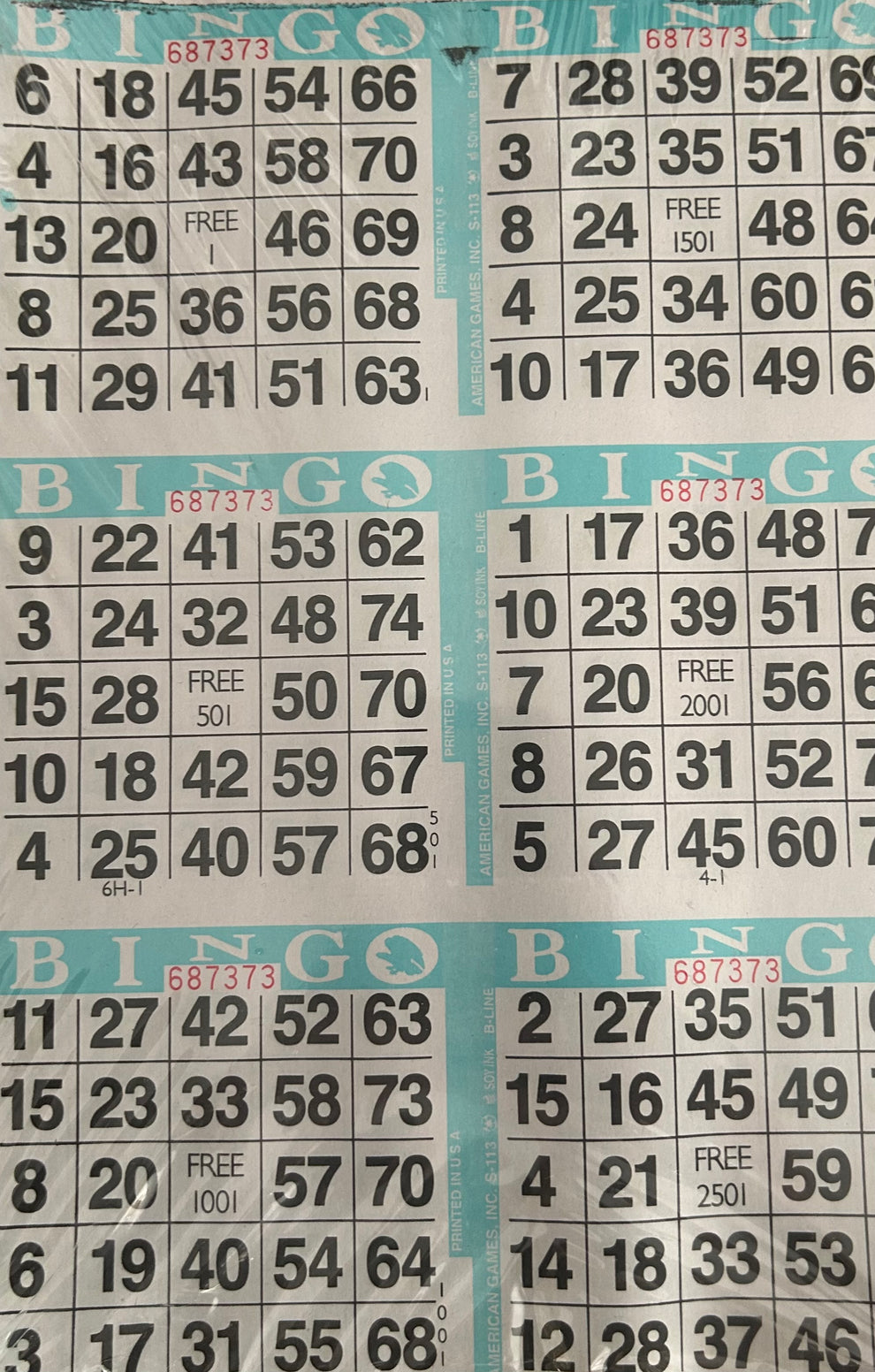 Aqua 6on Vertical Bingo Paper 500 Sheets – YoungCoLLC