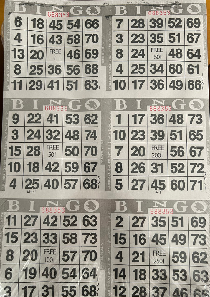 Gray 6on Vertical Bingo Paper 500 Sheets – YoungCoLLC
