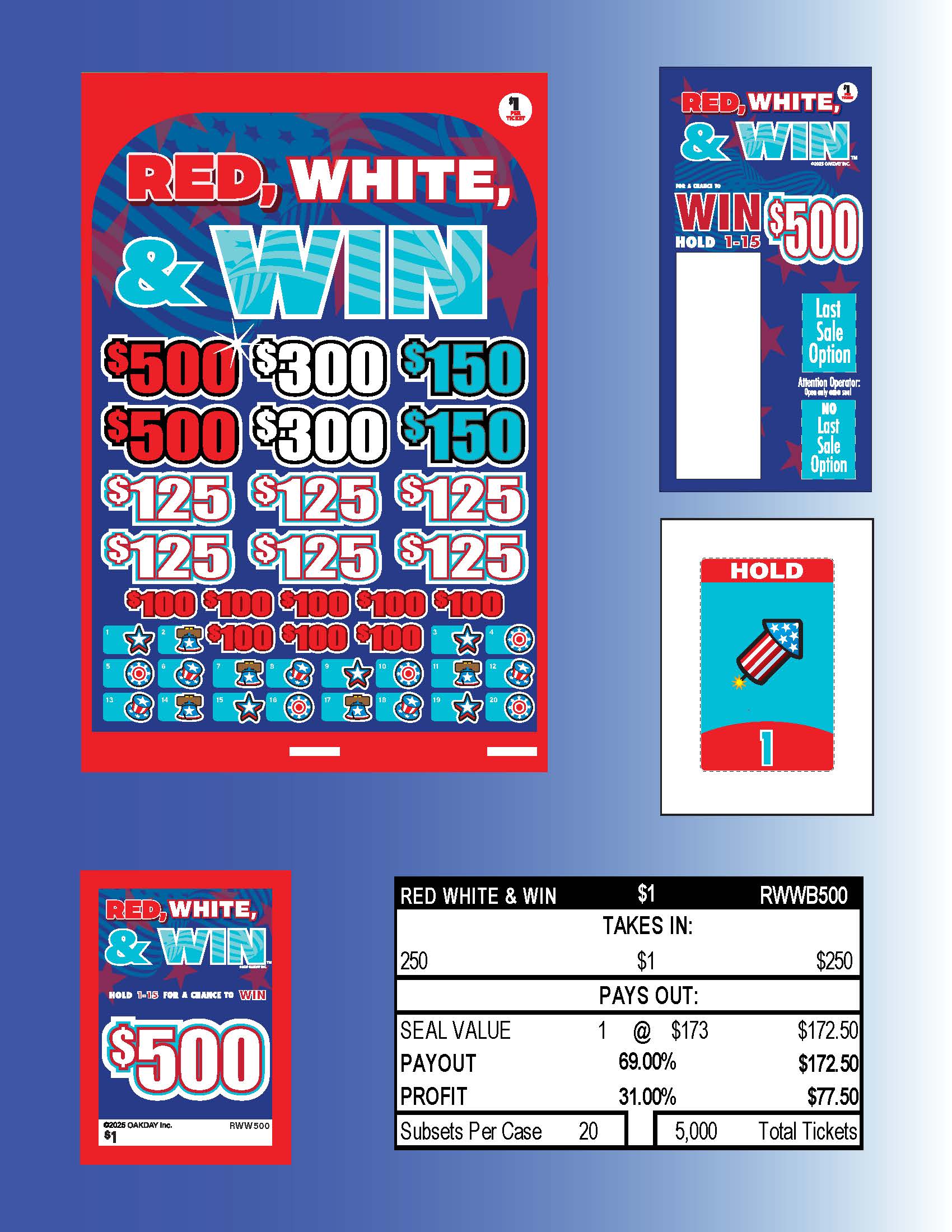 Red, White, and Win 250ct Subset Bonus Board Pull Tabs – YoungCoLLC