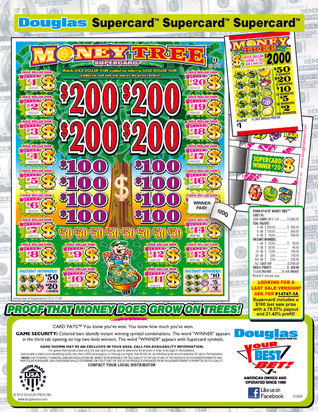 Money Tree 3360ct Supercard Bonus Board Pull Tabs – YoungCoLLC