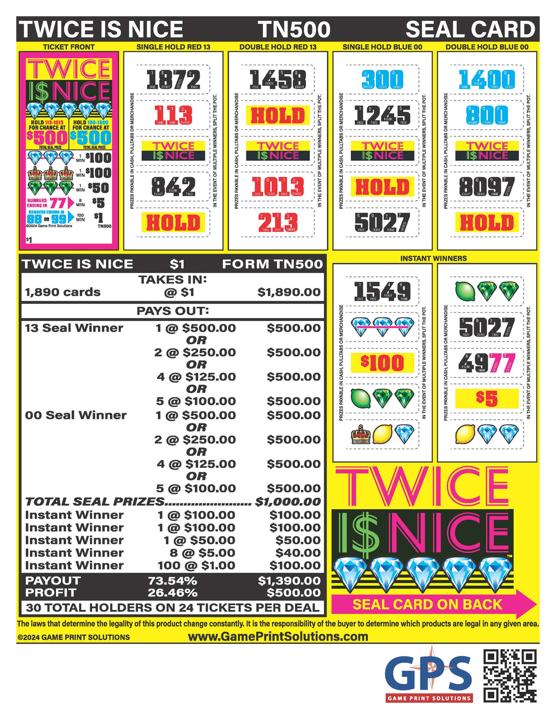 Twice is Nice 1890ct Seal Game Pull Tabs – YoungCoLLC