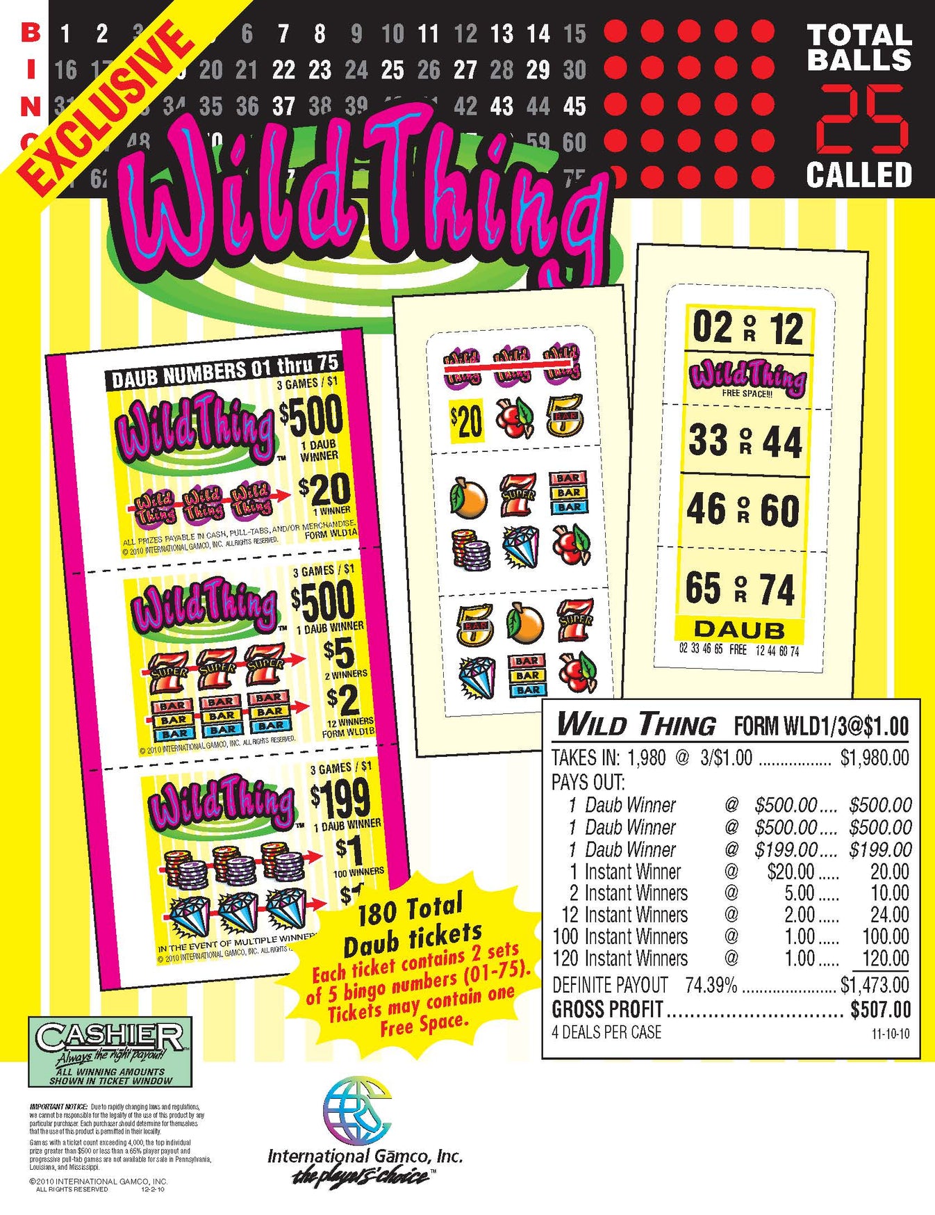 Wild Thing 1980ct Daub Ticket Pull Tabs – YoungCoLLC