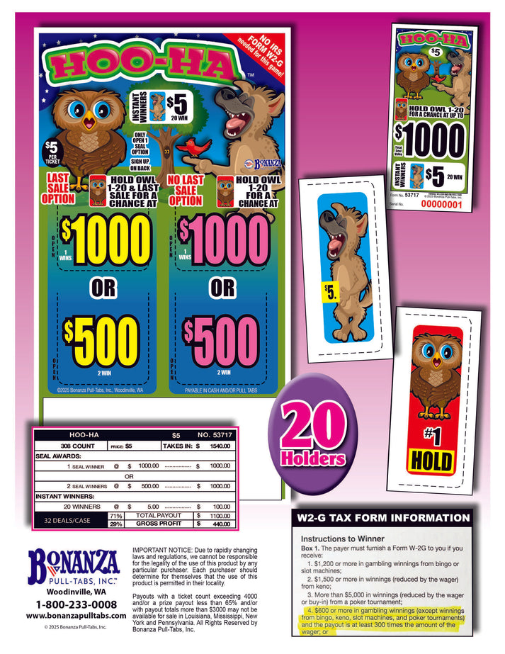 Hoo-Ha 308ct $5 Seal Pull Tabs – YoungCoLLC